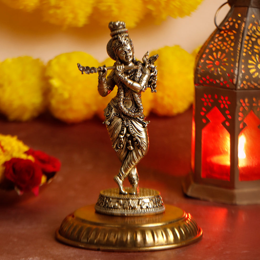 Brass Krishna Ji Idol – Veda Connection