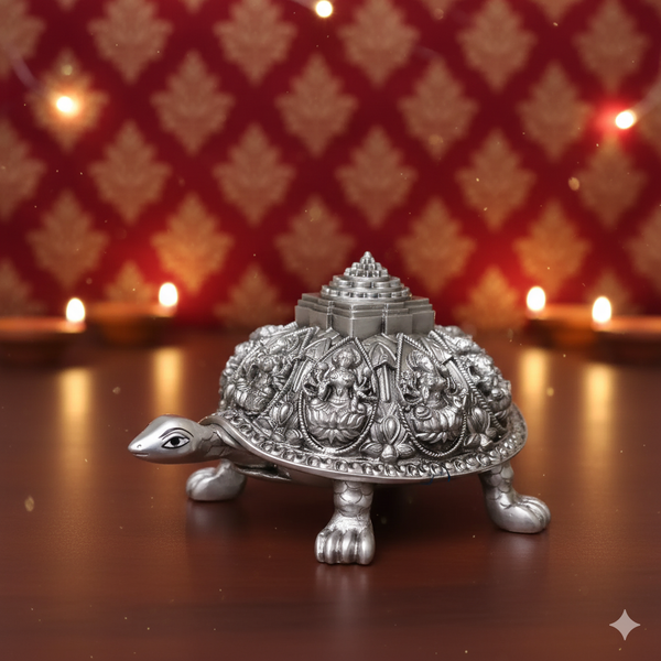 Silver Plated Ashtalakshmi Tortoise Idol | 999 Silver with 5-Year Warr ...