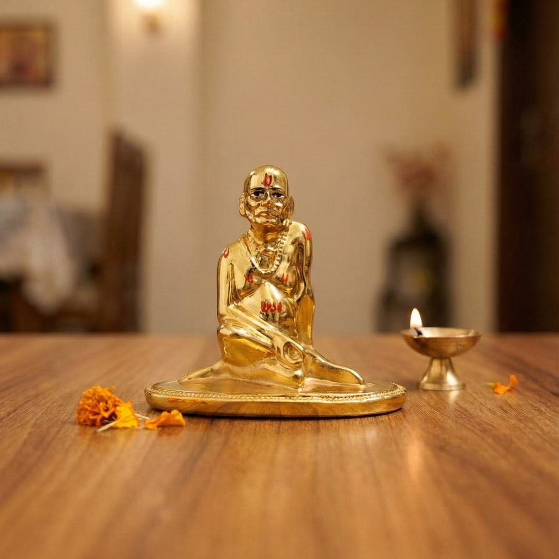 Swami Samarth Idol 3 Inch – Premium Gold Plated – Veda Connection