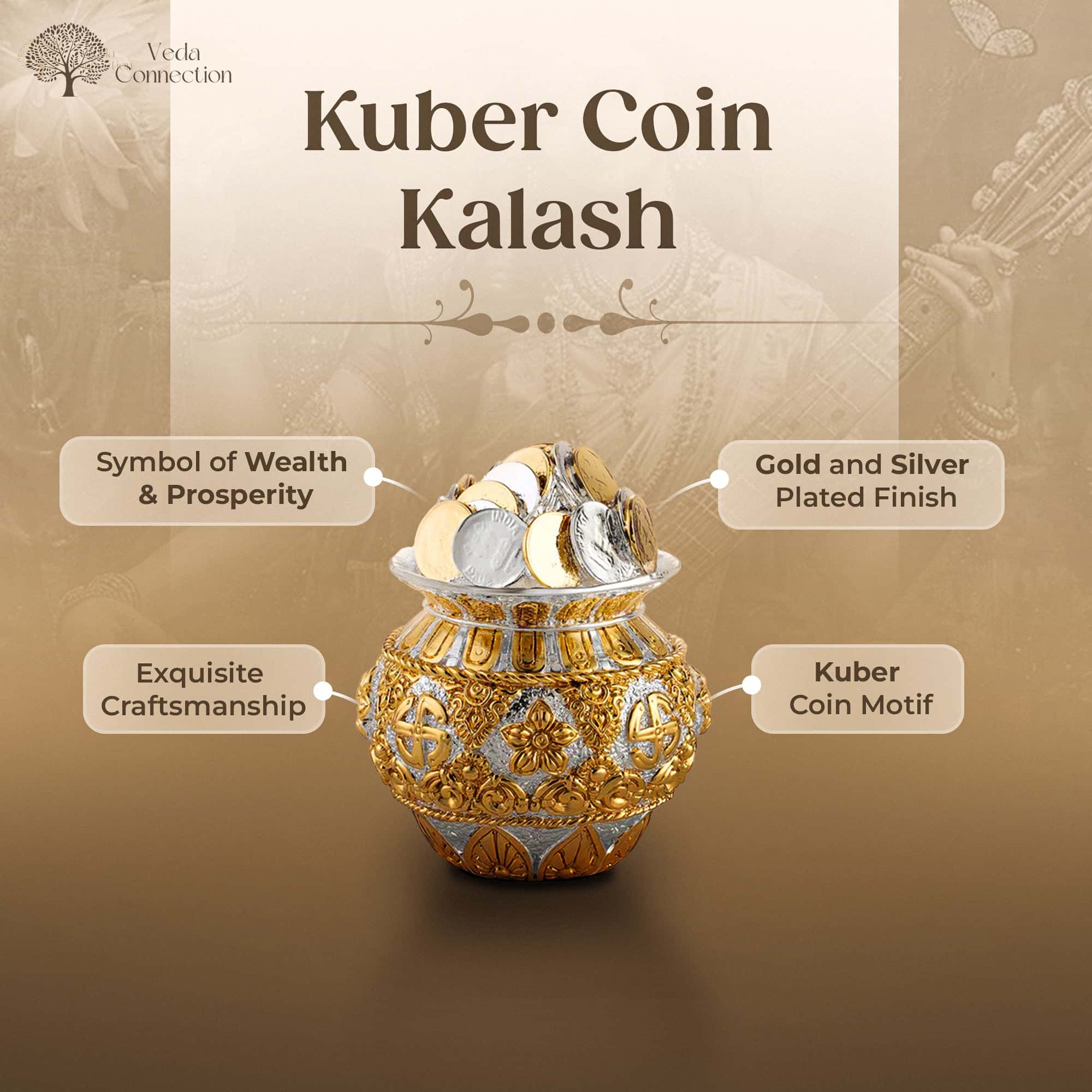Kuber Coin Kalash Gold & Silver Plated – Symbol of Wealth & Prosperity ...